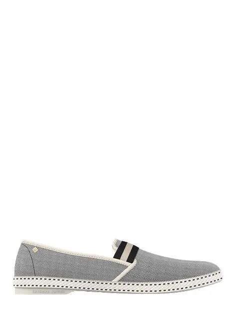 Rivieras Canvas Oxford Loafer With Striped Elastic - Black