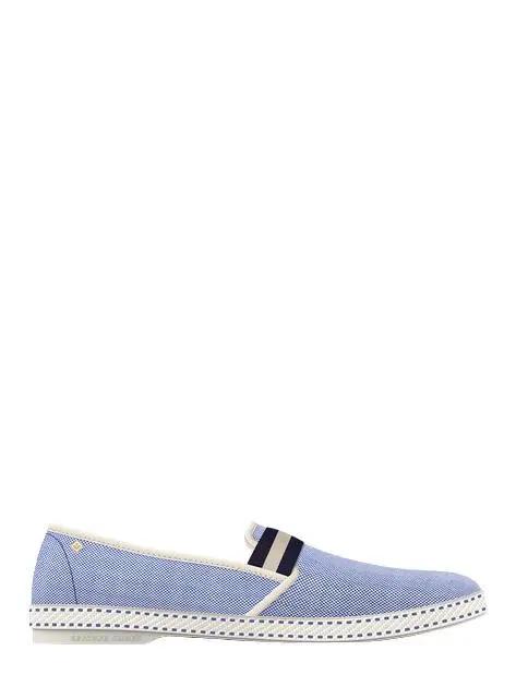 Rivieras Canvas Oxford Loafer With Striped Elastic - Navy