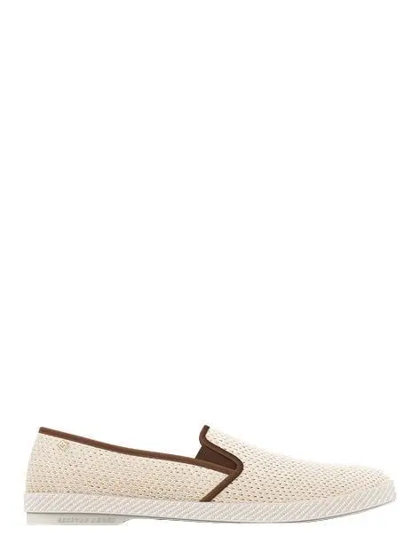 Rivieras Classic Mesh Slip-on Loafer - Cream With Brown Trim