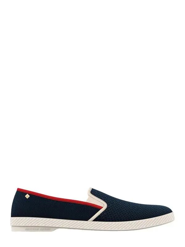 Rivieras Classic Canvas & Mesh Slip-on Loafer - Navy With Red And White Trim