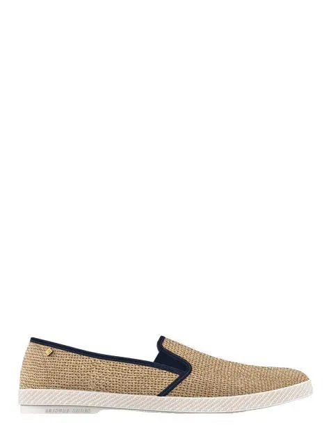 Rivieras Raffia Slip-on Loafer - Natural And Navy