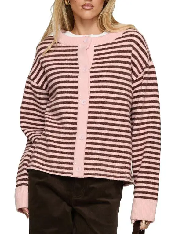 Princess Polly Darnelle Stripe Cardigan - Pink Stripe