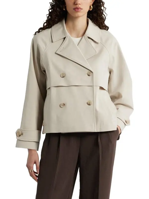 Nordstrom Stretch Cotton Trench Coat - Beige Oatmeal