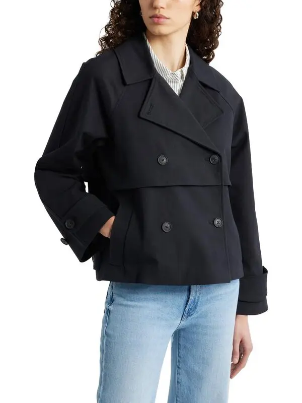 Nordstrom Stretch Cotton Trench Coat - Black