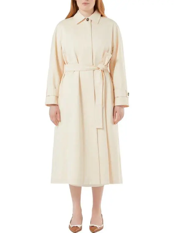Marina Rinaldi Cotton Gabardine Trench Coat - Ivory