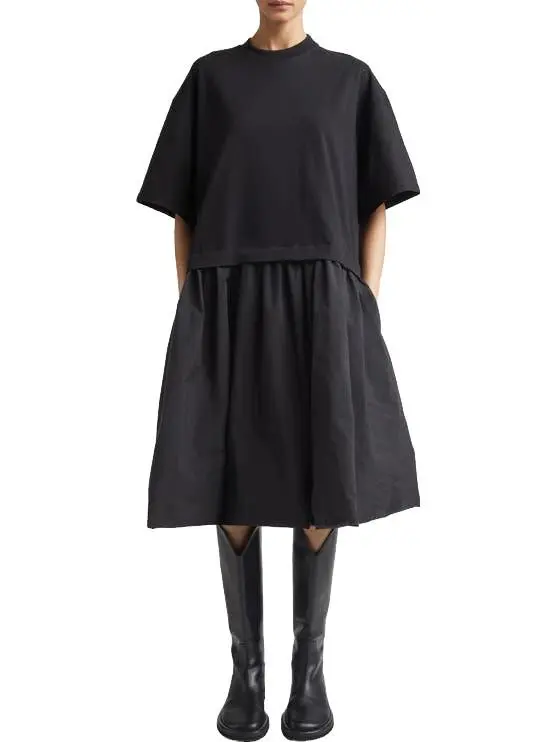 MELITTA BAUMEISTER Combo Jersey & Poplin T-shirt Dress - Black