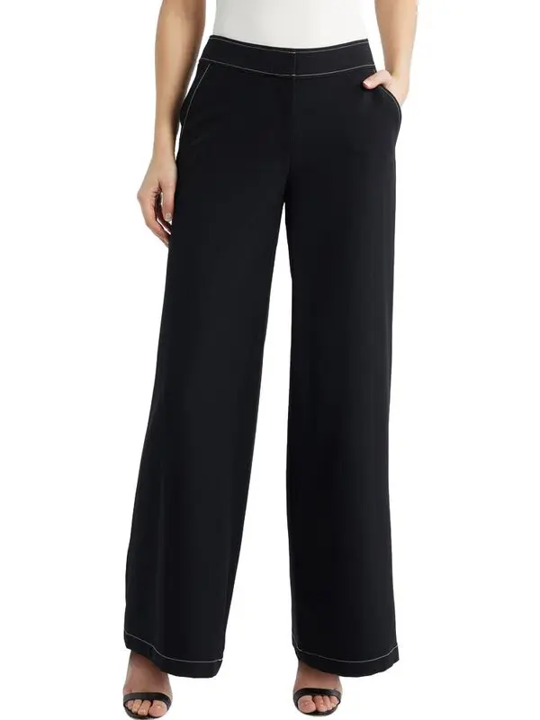TAHARI ASL Wide Leg Trousers - Black White