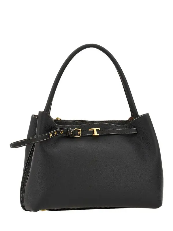 TOD'S T Timeless Leather Top Handle Bag - Nero