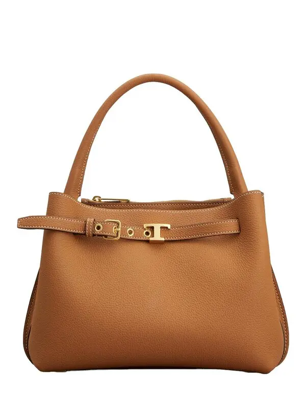 TOD'S Mini T Timeless Leather Top Handle Bag - Kenia Scuro