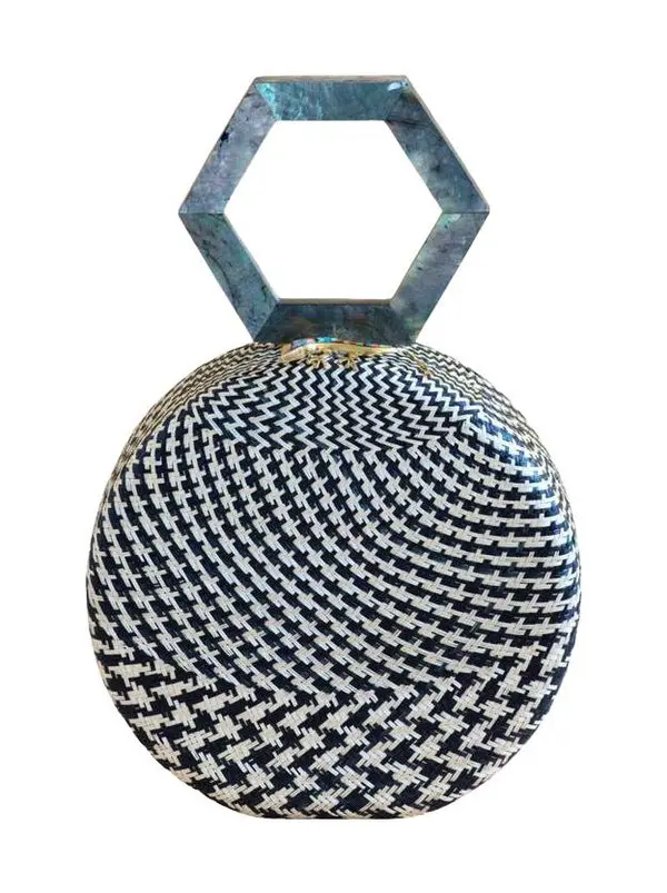 Likhâ Round Handbag With Mother-of-pearl Handle - Black