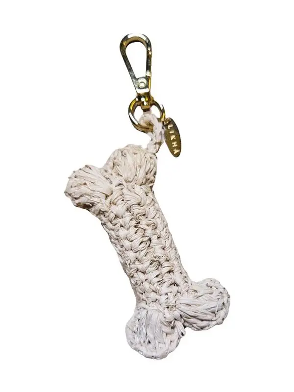 LIKHA Dog Bone Raffia Bag Charm - Natural