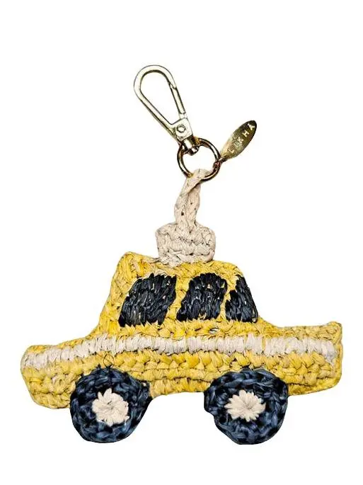 LIKHA Nyc Taxi Cab Raffia Bag Charm - Yellow