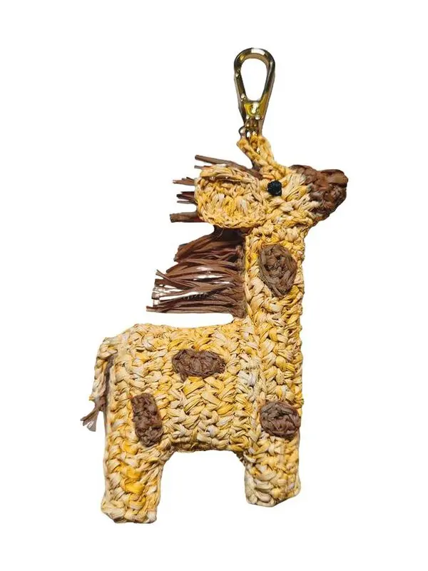 LIKHA Giraffe Raffia Bag Charm - Yellow