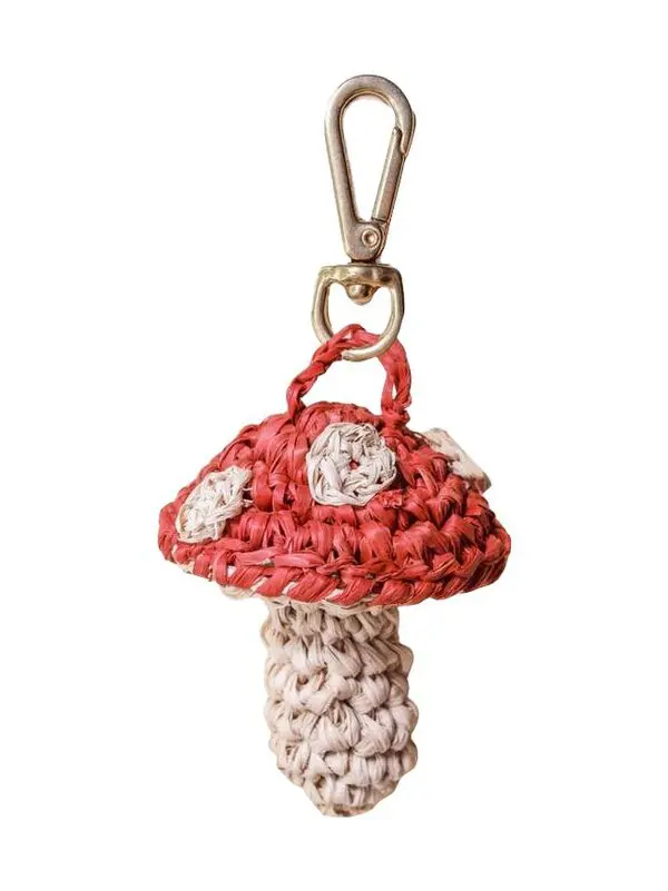 LIKHA Mushroom Raffia Bag Charm - Red