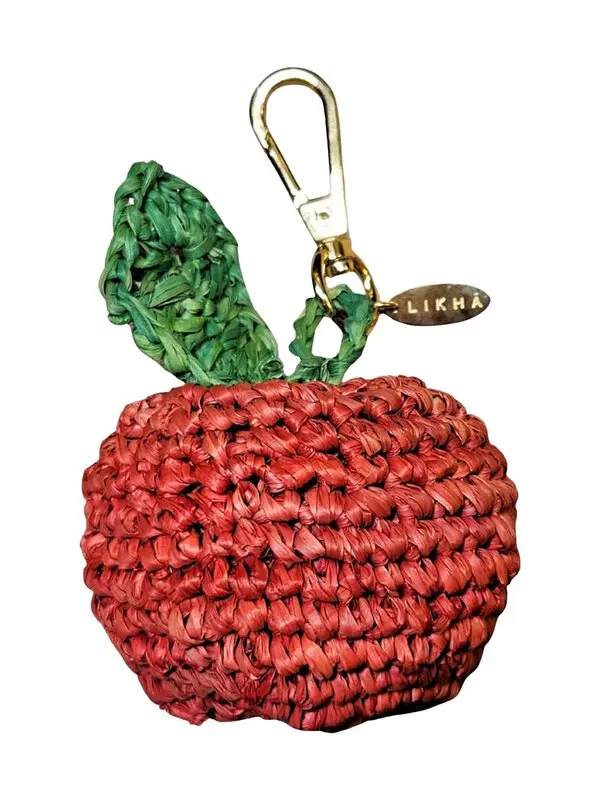 LIKHA Nyc Big Apple Raffia Bag Charm - Red