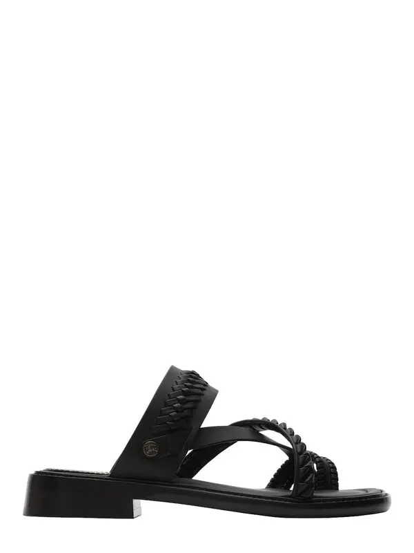 Burberry Leather Baez Sandals - Black