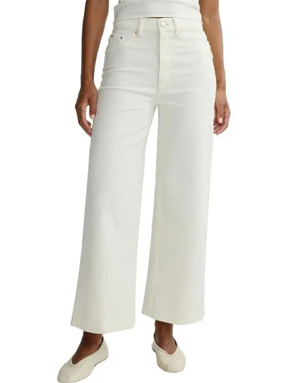 DL1961 Hepburn High-waist Ankle Wide-leg Jeans - Eggshell