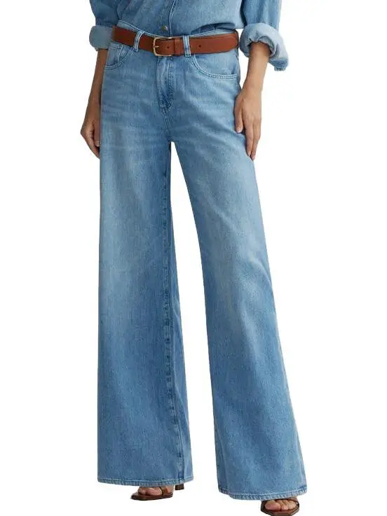 DL1961 Alex Low Rise Baggy Wide Leg Jeans - Riverbank Aura