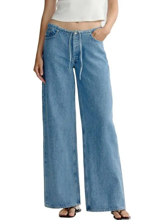DL1961 Sienna Drawstring Low Rise Wide Leg Jeans - River Aura