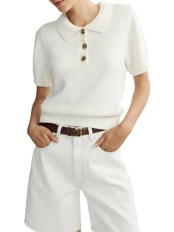 DL1961 Cotton & Cashmere Sweater Polo - White