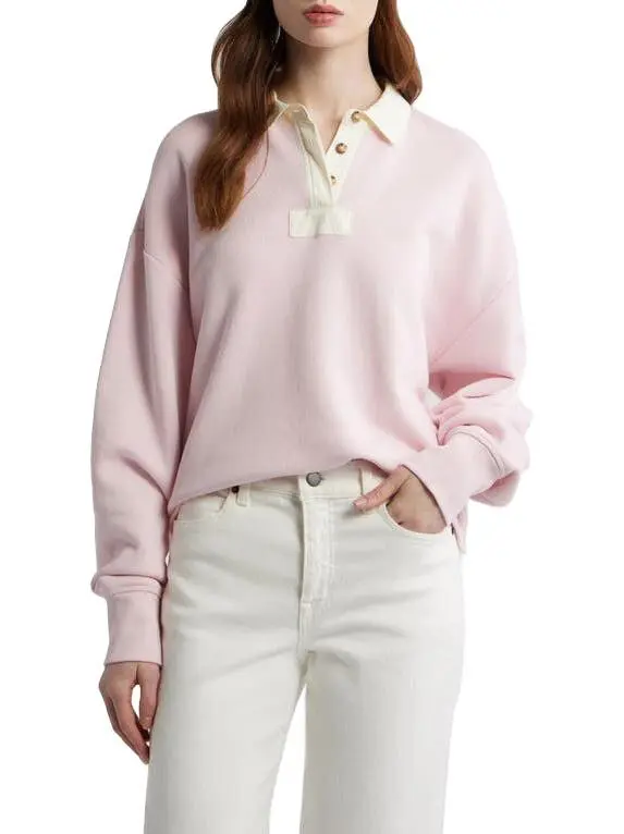 Rag & Bone Vintage Terry Polo Sweatshirt - Peony