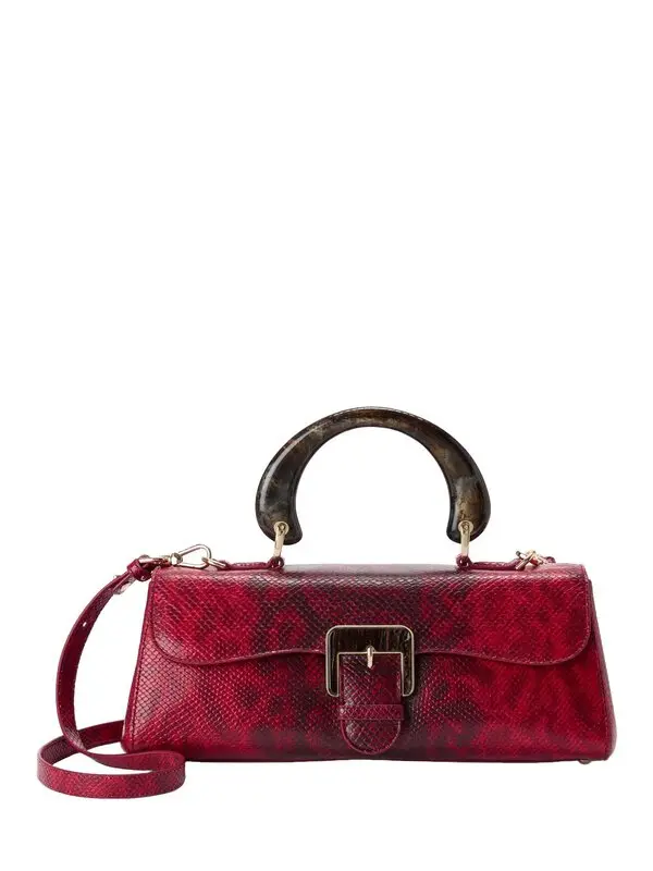 Brahmin Dayan Snakeskin Embossed Leather Satchel - Red Opal Cassatt