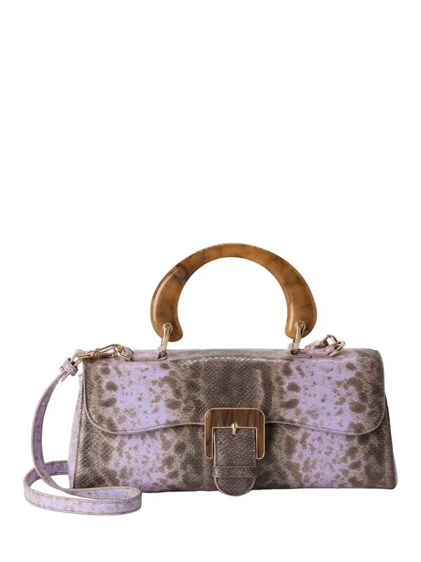 Brahmin Dayan Snakeskin Embossed Leather Satchel - Sheer Lavender