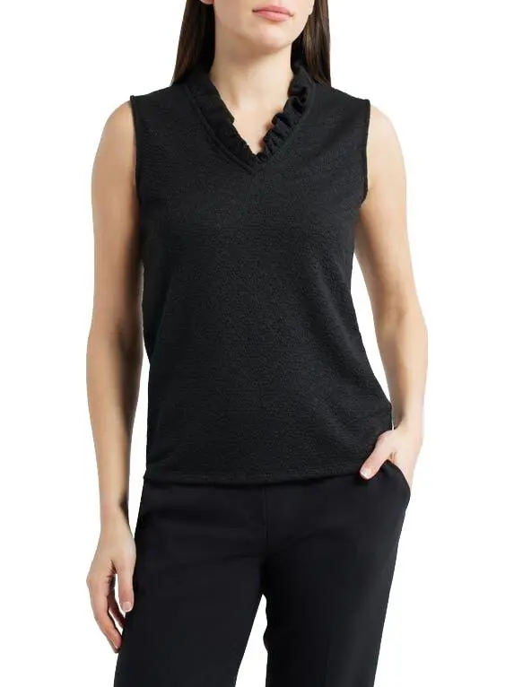 Anne Klein Ruffle Sleeveless Knit Top - Anne Black