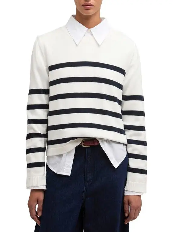 Barbour Fern Stripe Sweater - Cloud/navy