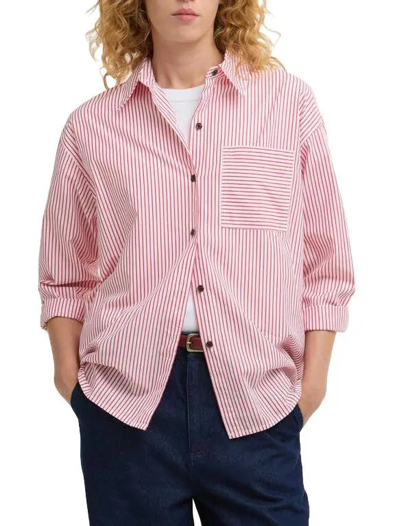 Barbour Polly Stripe Button-up Shirt - Poppy Red Stripe