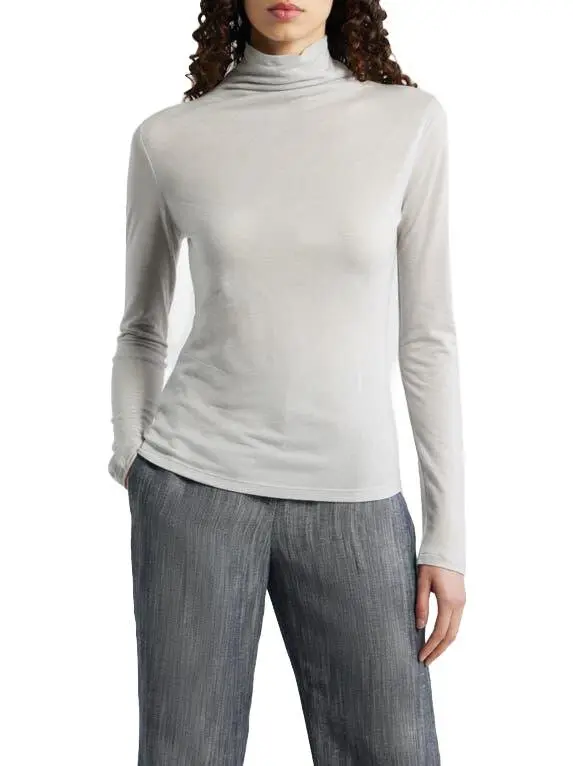BOSS Elavu Turtleneck Top - Silver Grey Melange
