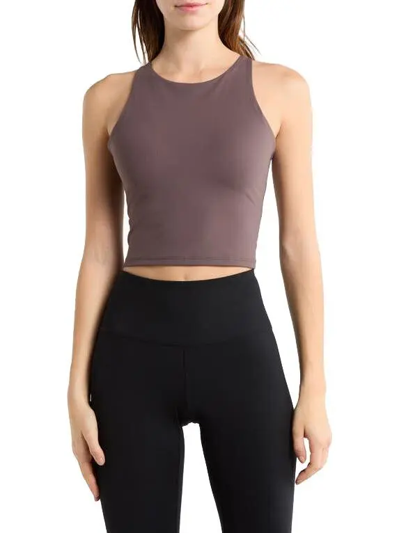 Spanx High Neck Crop Tank - Dark Cacao