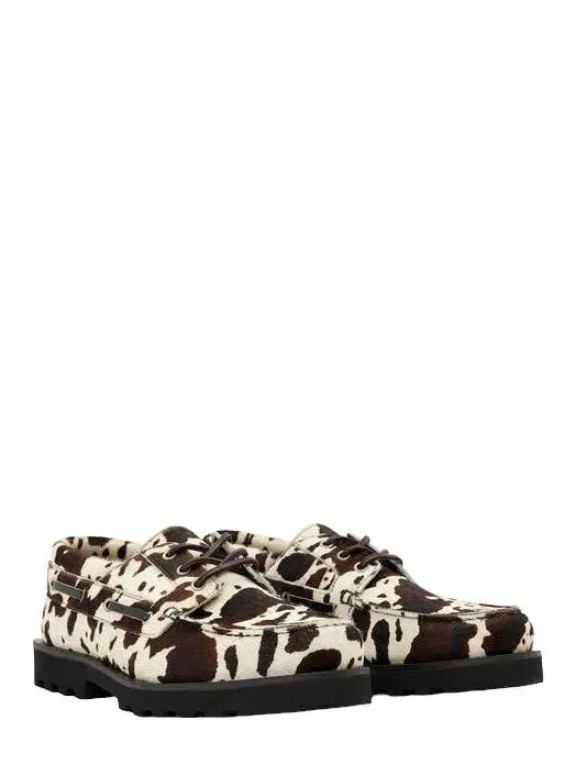 ALLSAINTS Skiff Genuine Calf Hair Boat Shoe - Brown/off White Calf Hair