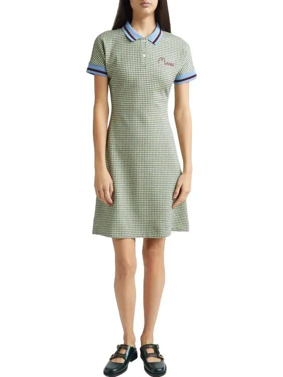 Marni Checked Jacquard A-line Polo Dress - Green/vanilla