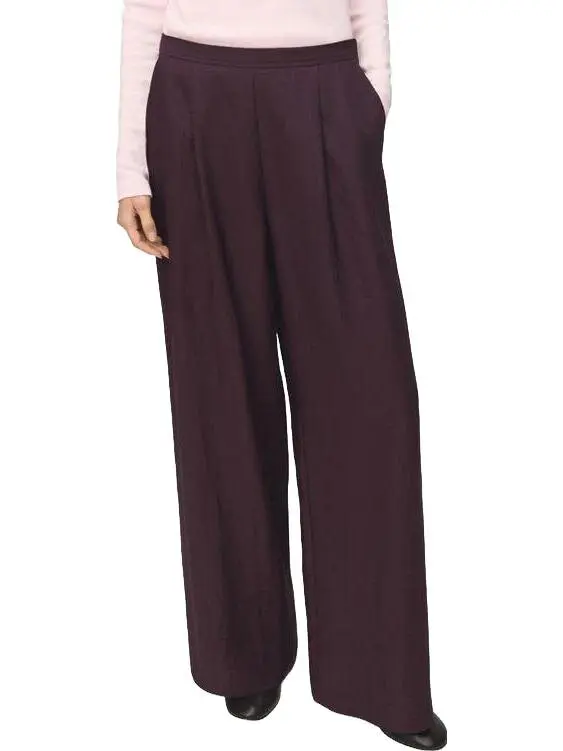 Mango Pleated Palazzo Trousers - Burgundy