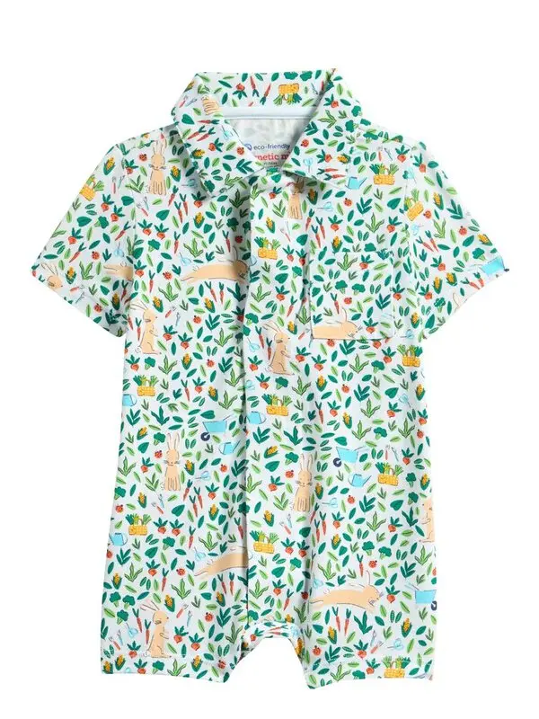 MAGNETIC ME Magnetic Polo Romper - Bunny Garden