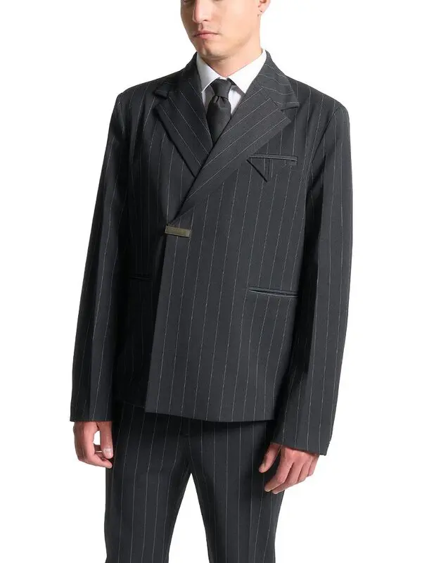 Manière De Voir Gaston Double Breasted Pinstripe Suit Jacket - Grey