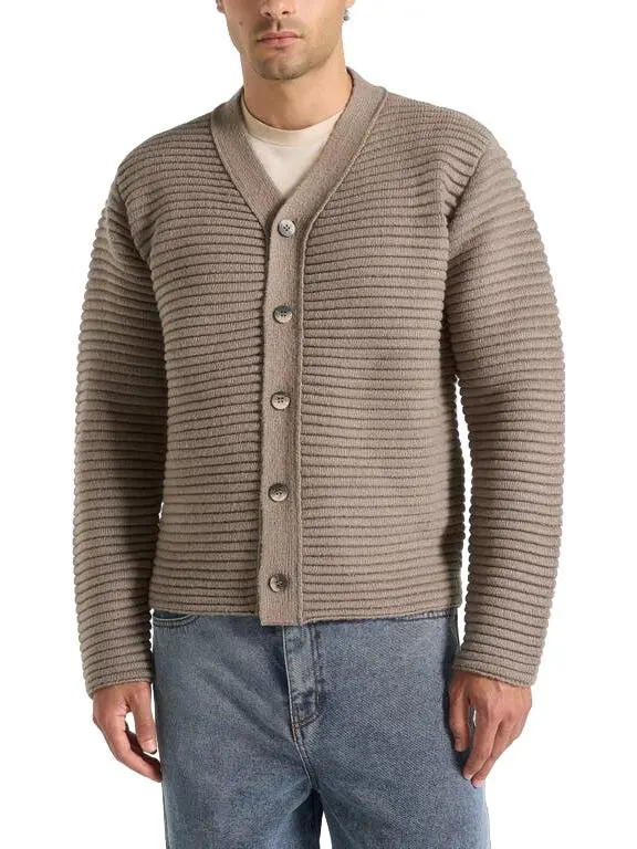 Manière De Voir Anton Ribbed Knit Cardigan - Taupe