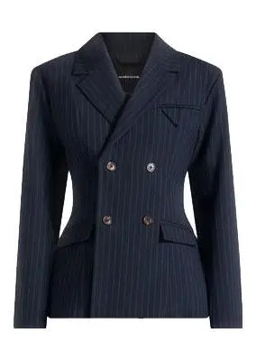 Manière De Voir Maia Pinstripe Double Breasted Blazer - Navy