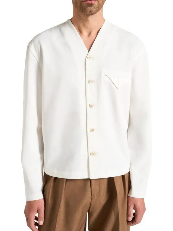 Manière De Voir Zac Boxy V-neck Long Sleeve Shirt - Off White