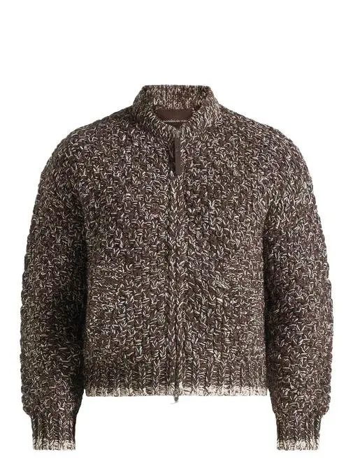 Manière De Voir Speckled Knit Bomber Jacket - Brown