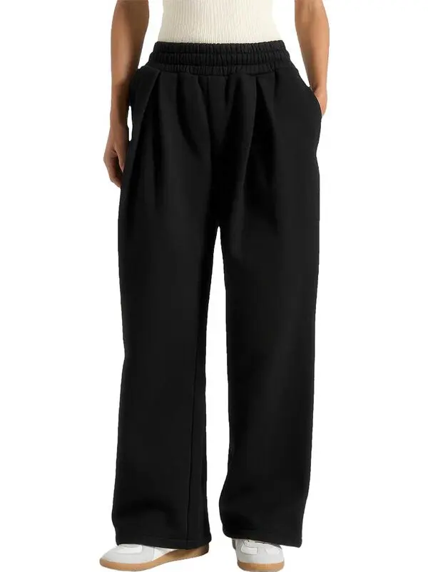 Manière De Voir Straight Leg Box Pleat Joggers - Black