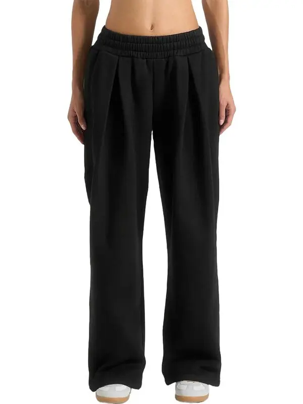 Manière De Voir Straight Leg Box Pleat Joggers - Black