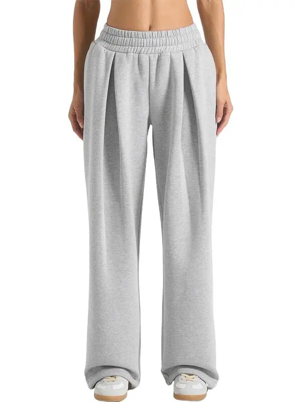 Manière De Voir Straight Leg Box Pleat Joggers - Grey