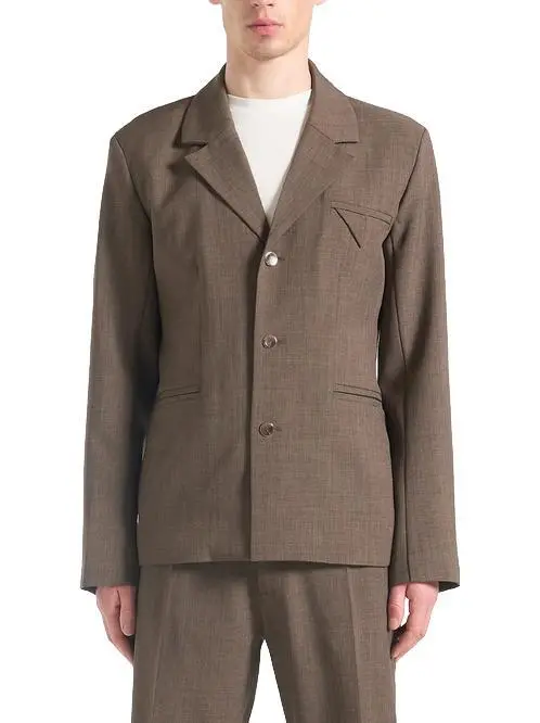 Manière De Voir Bastien Single Breasted Hatched Tailored Suit Jacket - Light Brown