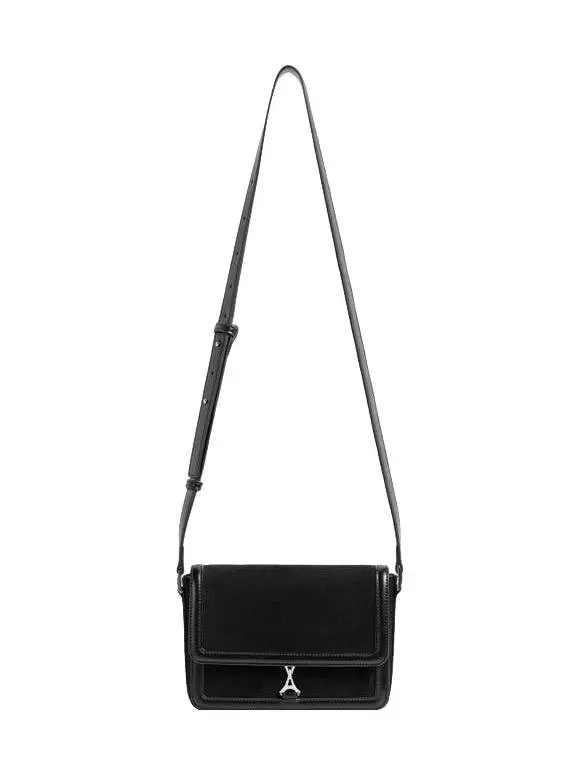 Manière De Voir Suede And Vegan Leather Crossbody Bag - Black