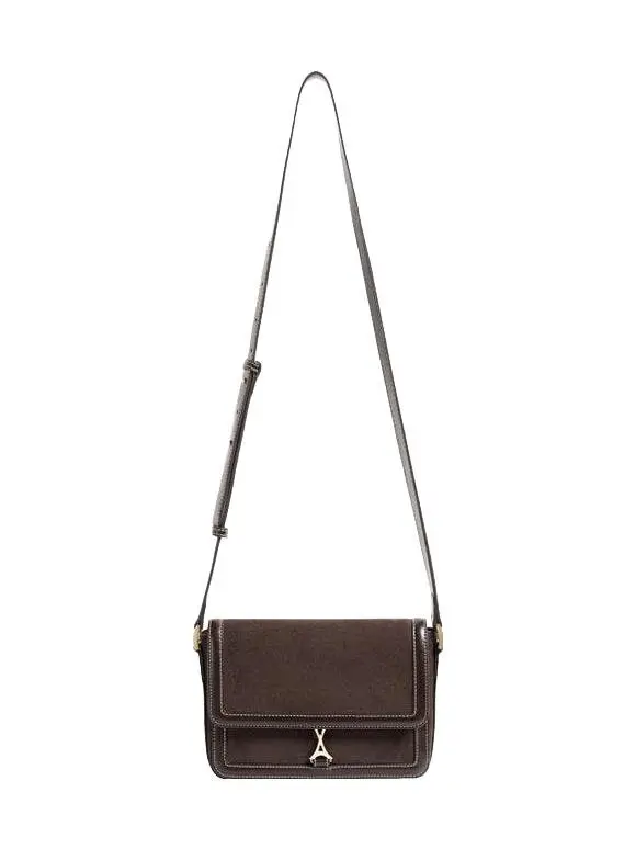 Manière De Voir Suede And Vegan Leather Crossbody Bag - Brown