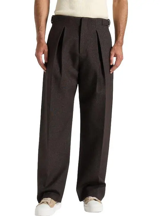 Manière De Voir Box Pleat Wide Leg Trousers - Brown