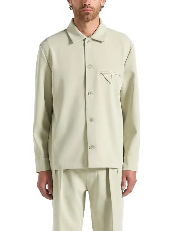 Manière De Voir Leo Hatched Tailored Overshirt - Sage