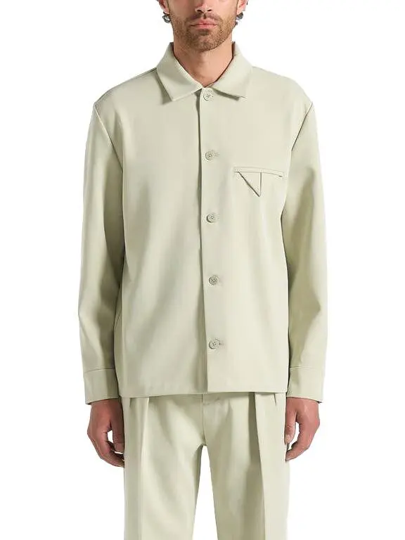 Manière De Voir Leo Hatched Tailored Overshirt - Sage